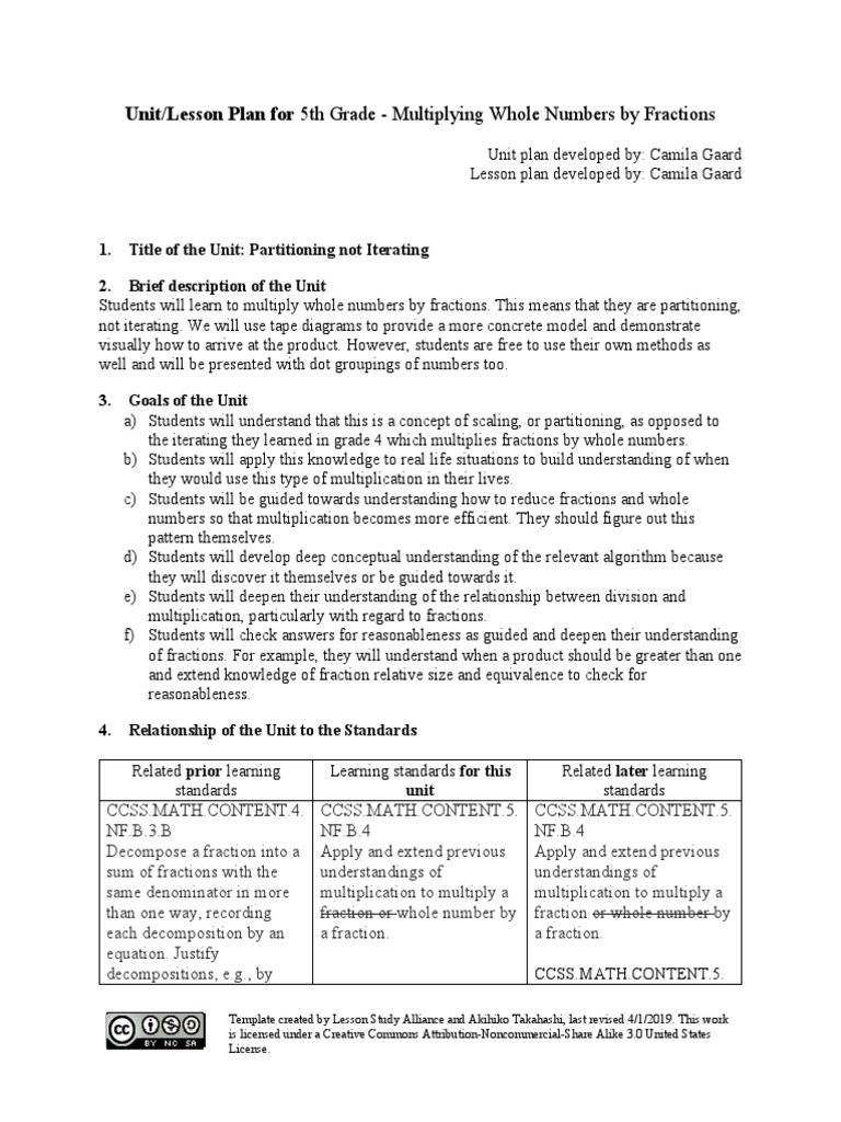 Multiplying Whole Numbers by Fractions | PDF | Multiplication | Lesson Plan