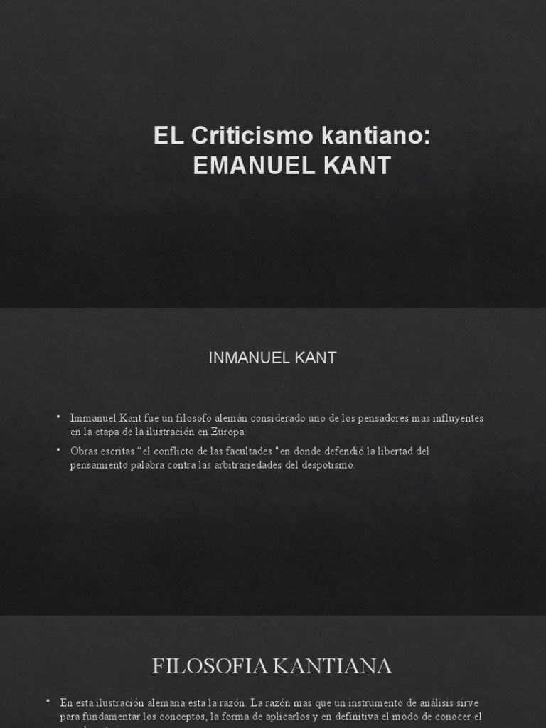 EL Criticismo Kantiano | PDF | Immanuel Kant | Intuición