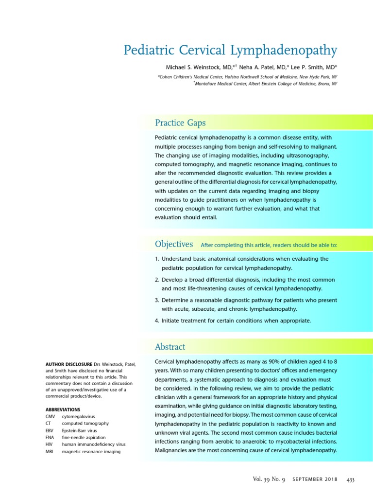 Pediatric Cervical Lymphadenopathy: Practice Gaps | PDF | Medical ...
