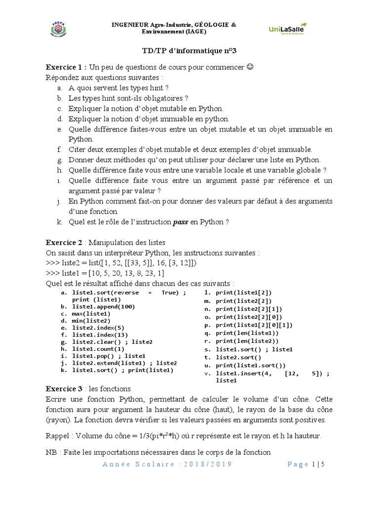 TD 3 - TP3 Agro 1 | PDF | Python (Langage de programmation) | Interface en ligne de commande