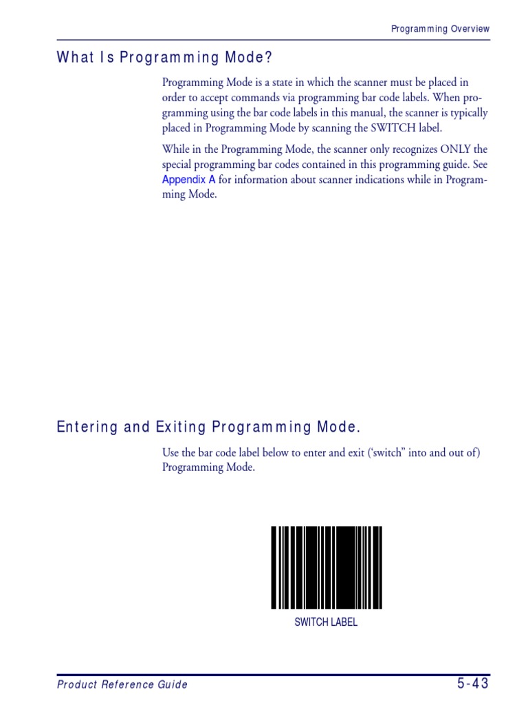 What Is Programming Mode?: Appendix A | PDF
