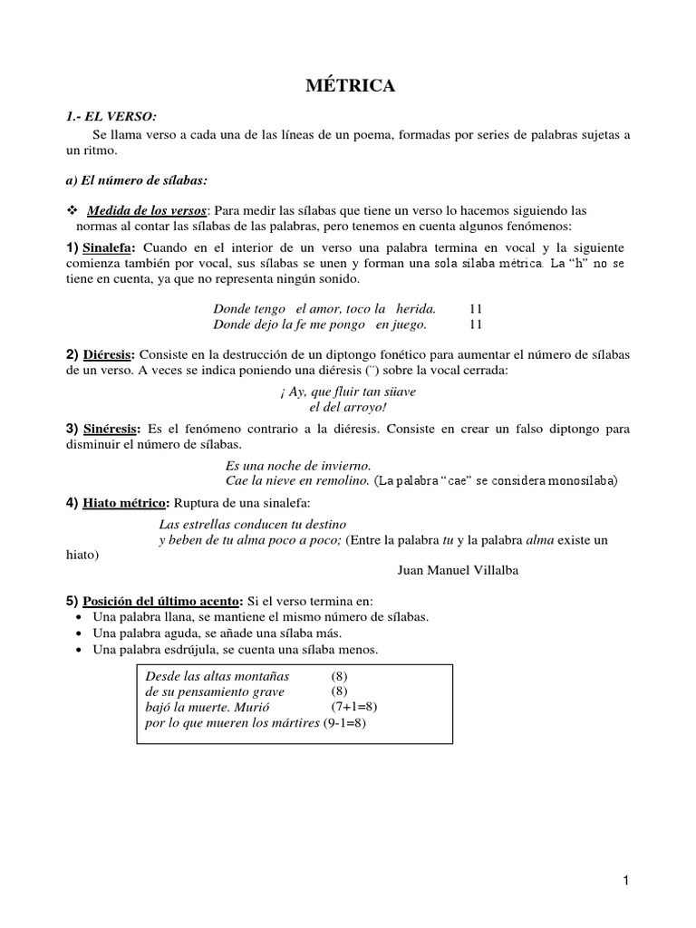Métrica - Figuras Literarias: Eso y Bach | PDF | Metro (poesía) | Forma poética