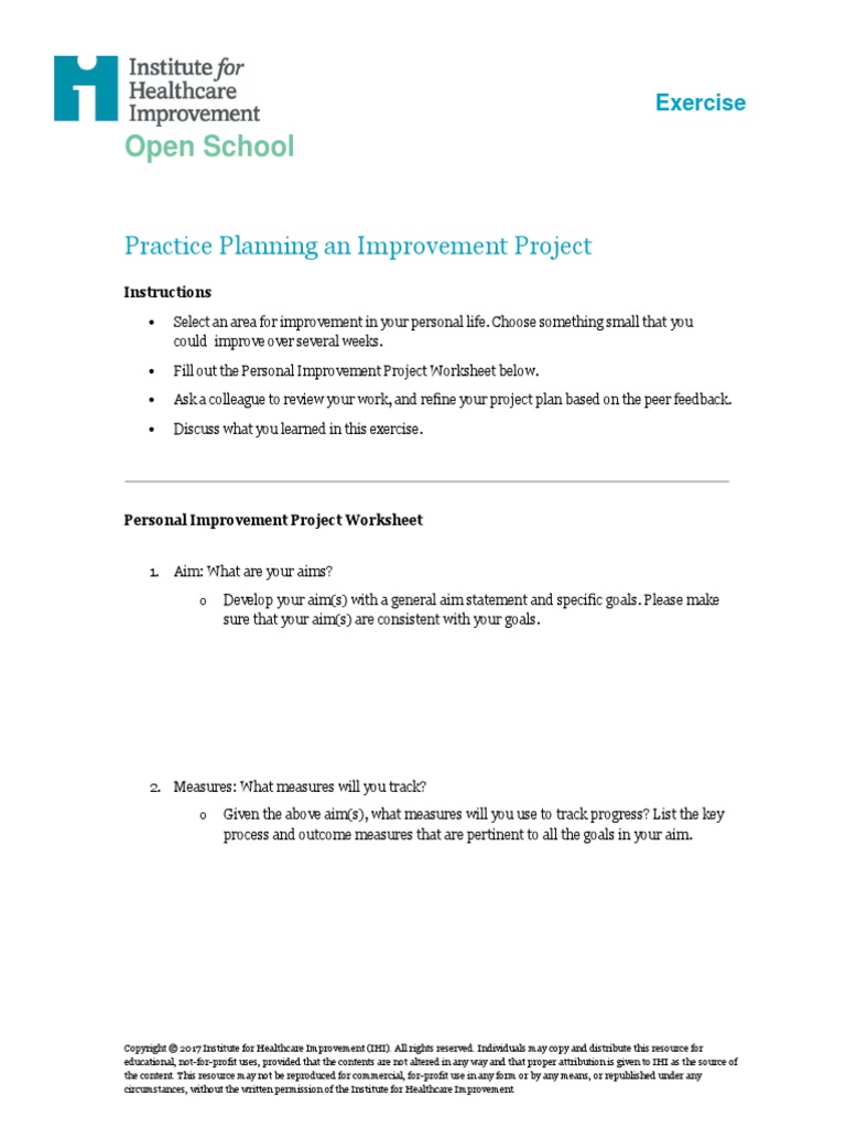 Open School: Practice Planning An Improvement Project | PDF