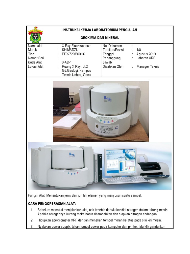 Panduan Penggunaan Alat XRF dan XRD | PDF | Teknologi & Rekayasa