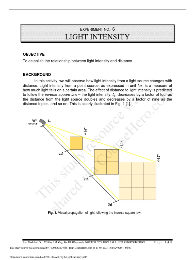 Activity 6 Light Intensity PDF | PDF | Science & Mathematics