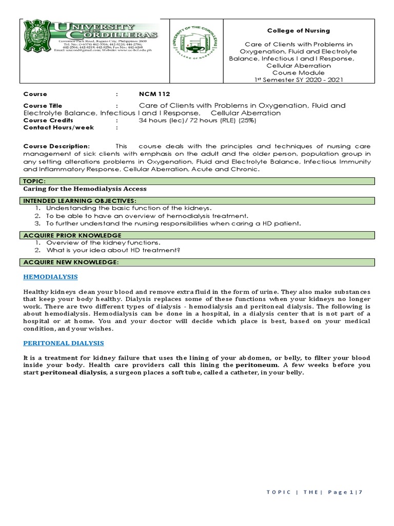 Hemodialysis Template | PDF | Hemodialysis | Dialysis