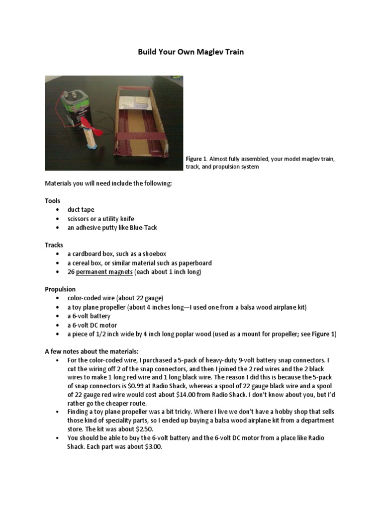 Instructions For Build Your Own Maglev Train | PDF | Electric Motor ...