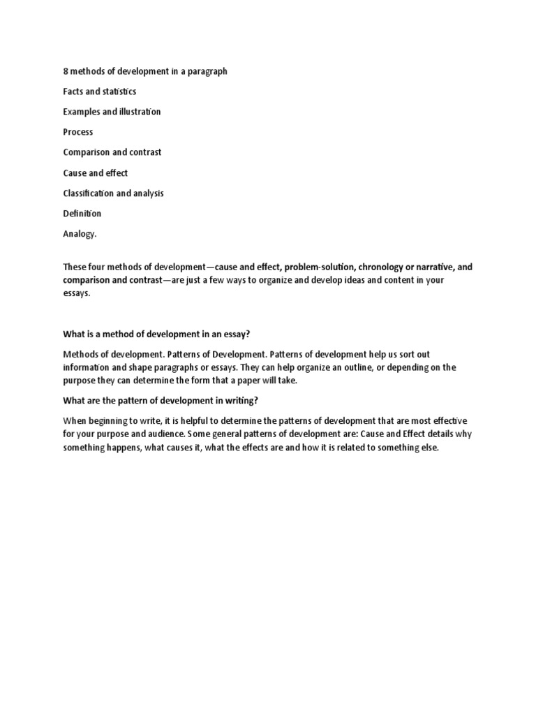 8 Methods of Development in A Paragraph | PDF | Essays | Paragraph