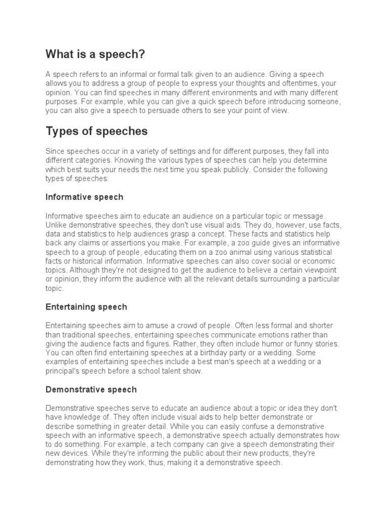 What Is A Speech | PDF | Persuasion | Public Speaking