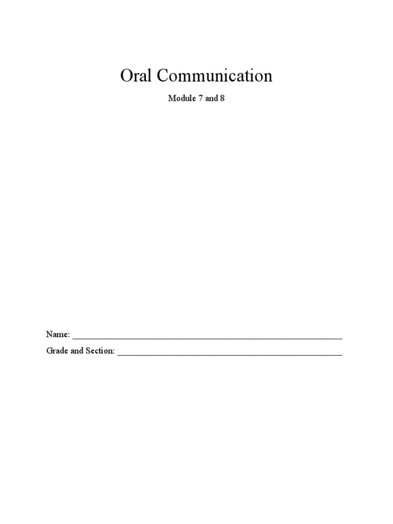 Oral Communication: Module 7 and 8 | PDF | Communication | Nonverbal ...