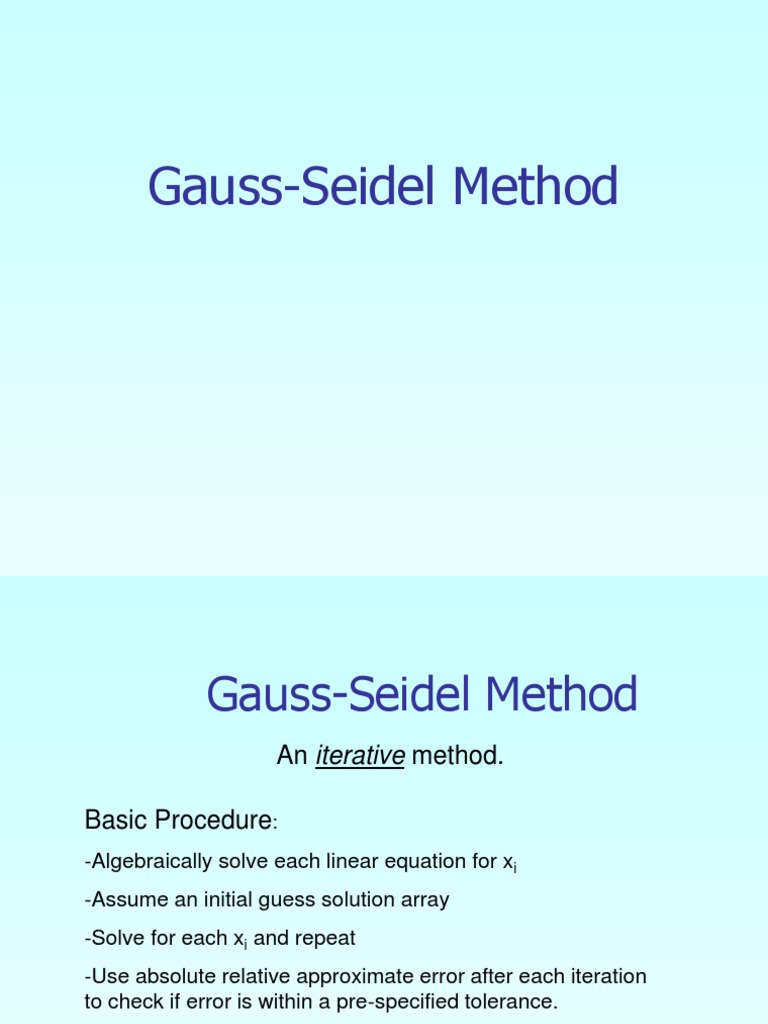 Gauss Seidel Method | PDF | Matrix (Mathematics) | Mathematics Of Computing