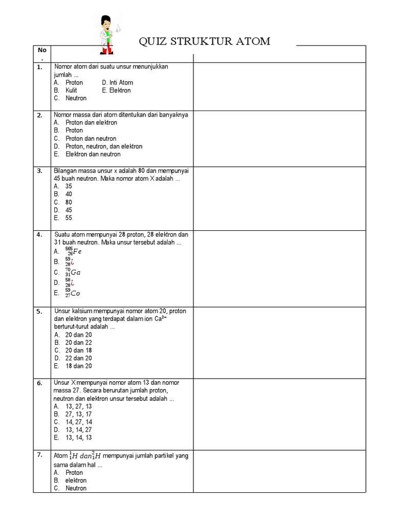 Quiz Struktur Atom | PDF | Metode & Bahan Ajar | Sains & Matematika