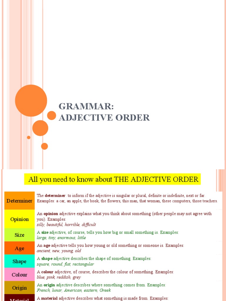Adjective Order | PDF | Adjective | Noun