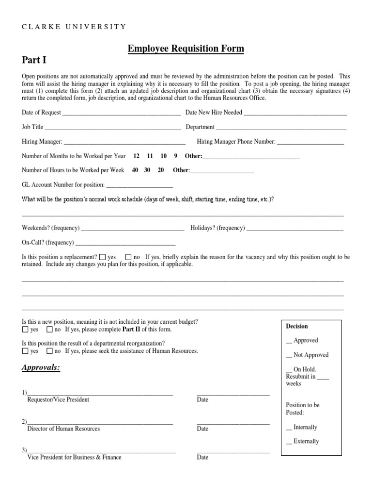 Business Office Employee Requisition Form | PDF | Human Resources ...