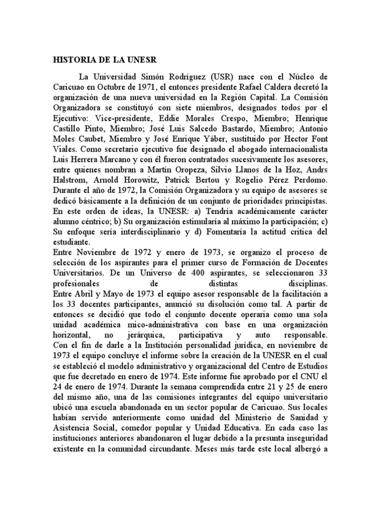 Historia de La Unesr | PDF