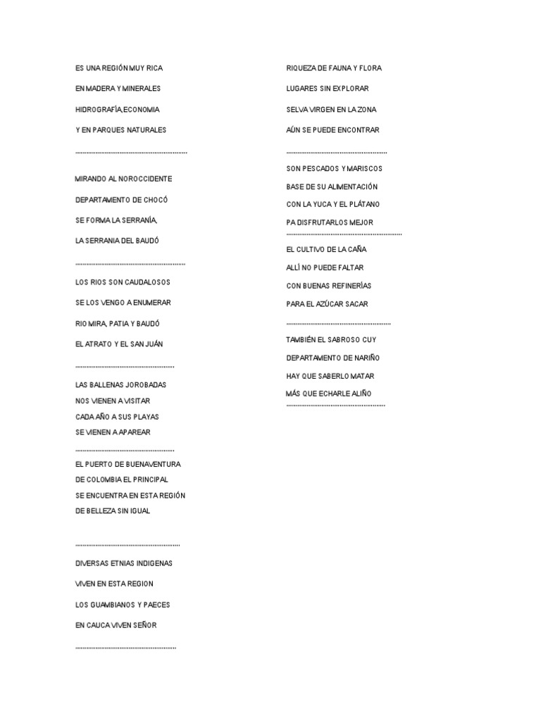 Coplas Region Pacifica