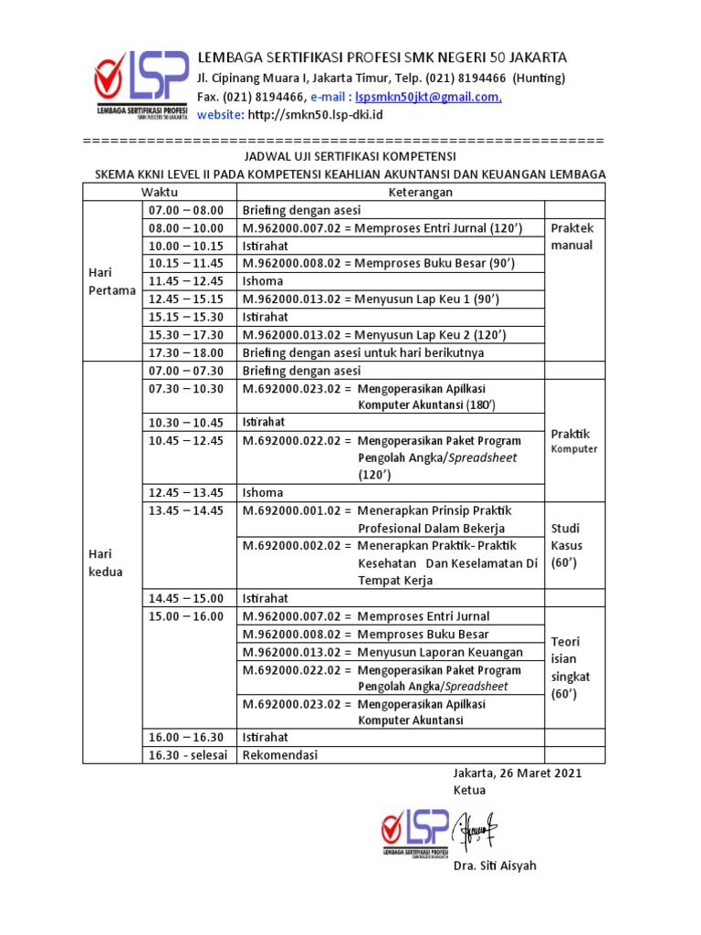 Jadwal Usk Akl 2021 | PDF