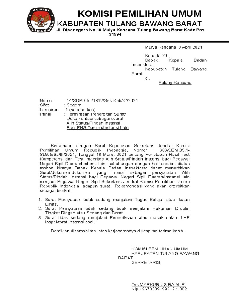 SURAT PENGANTAR Untuk Inspektorat | PDF