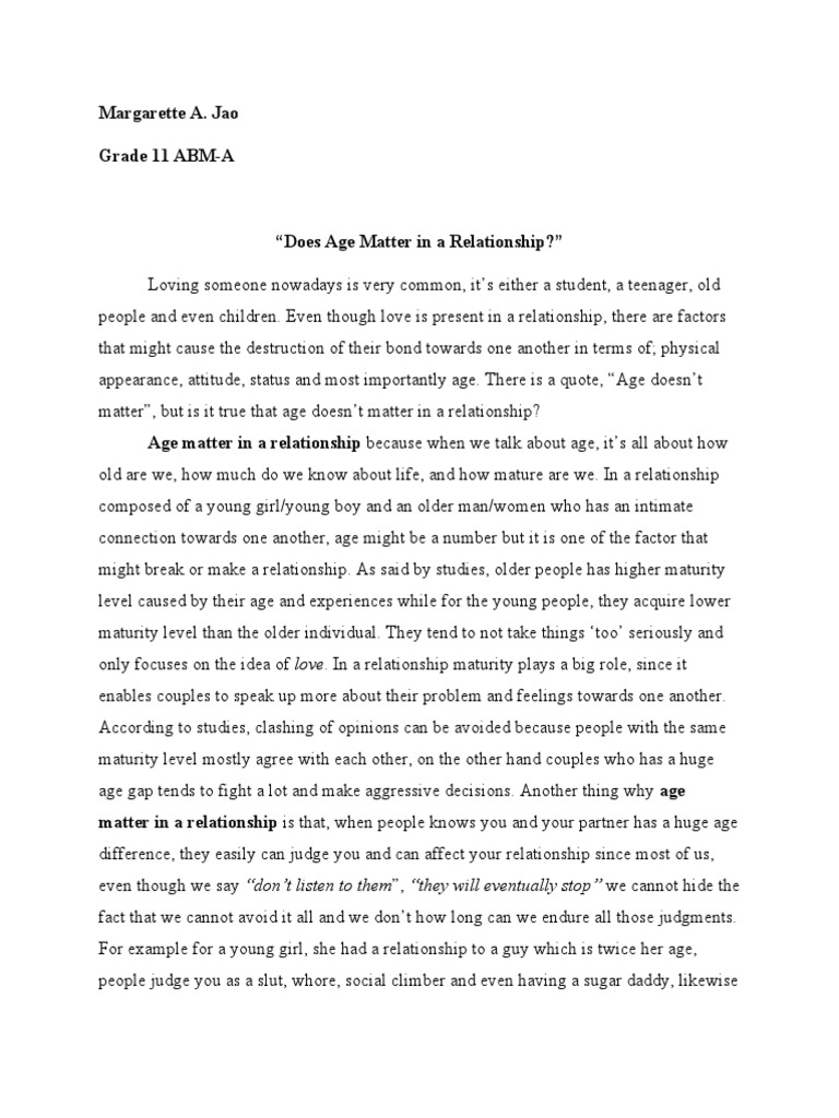 Age Matter in A Relationship | PDF | Love | Adolescence