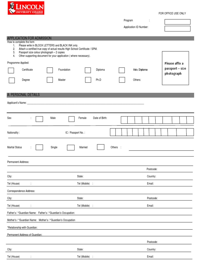 Lincoln - DBA Application Form | PDF | Diploma
