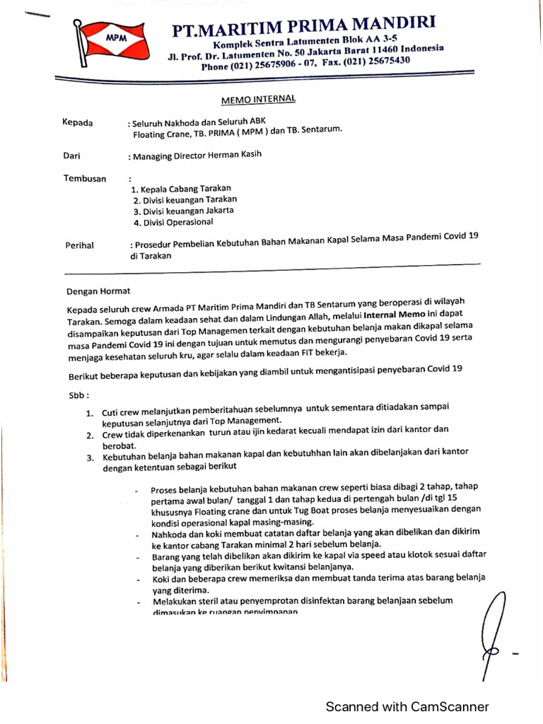 Internal Memo Hal 1 | PDF