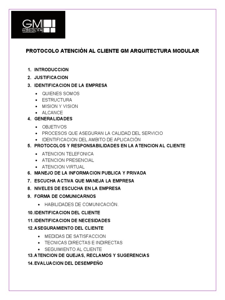 Protocolo Servicio Al Cliente. | PDF | Cliente | Calidad (comercial)
