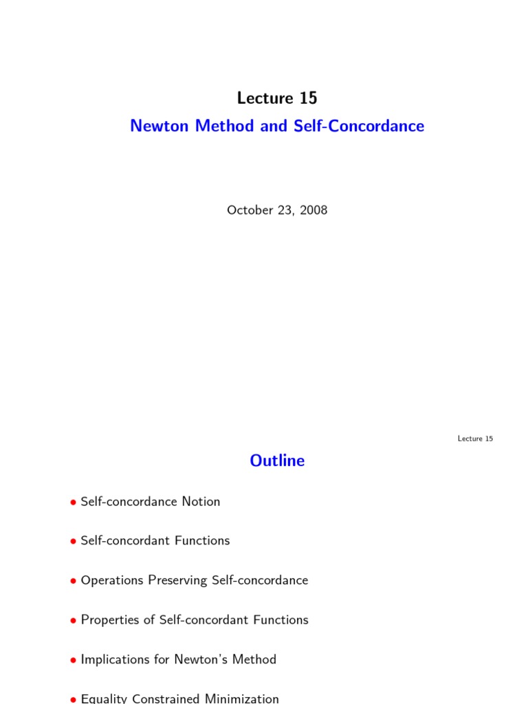 Newton Method And Self Concordance October 23 2008 Pdf Mathematical Optimization