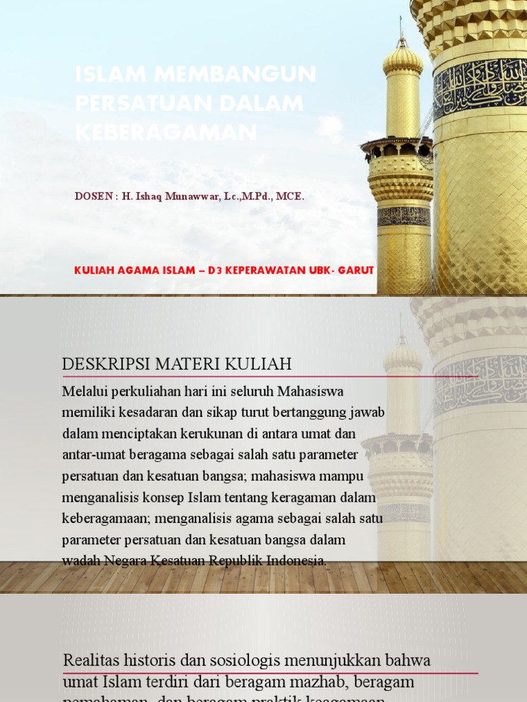 Islam Membangun Persatuan Dalam Keberagaman: DOSEN: H. Ishaq Munawwar, LC.,M.PD., MCE | PDF ...