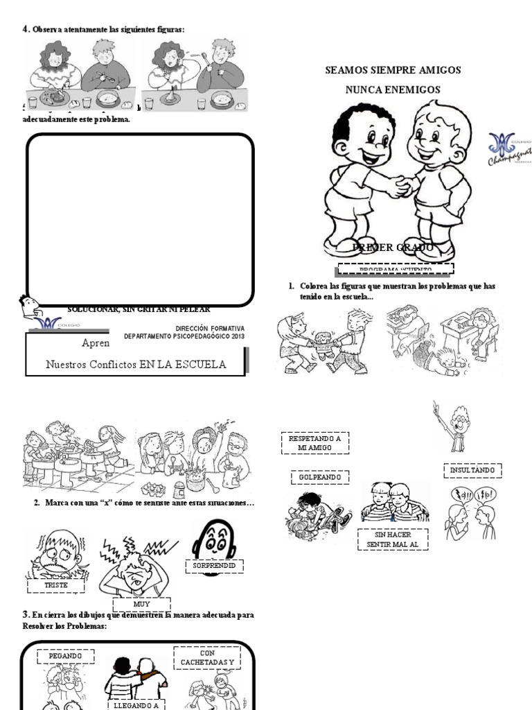 Hojas De Trabajo Sobre Conflictos Y Resolución Cultura De Paz: Una