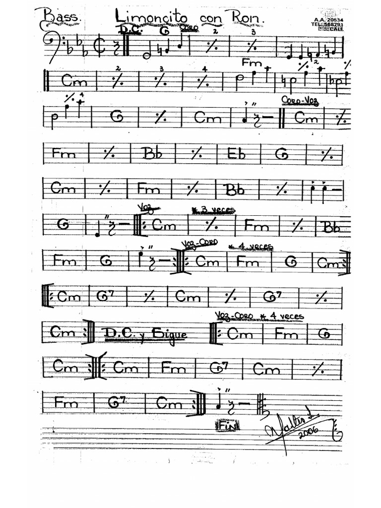 Limoncito Con Rón - Bajo | PDF
