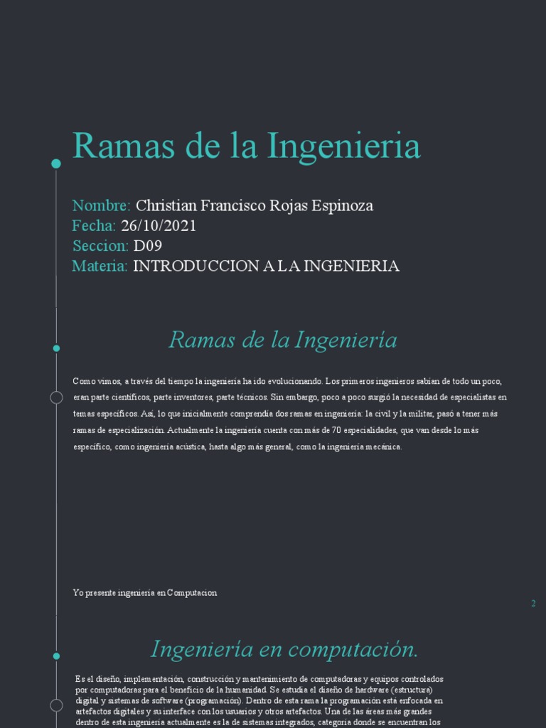Ramas de La Ingenieria | PDF | Informática | Ingeniería