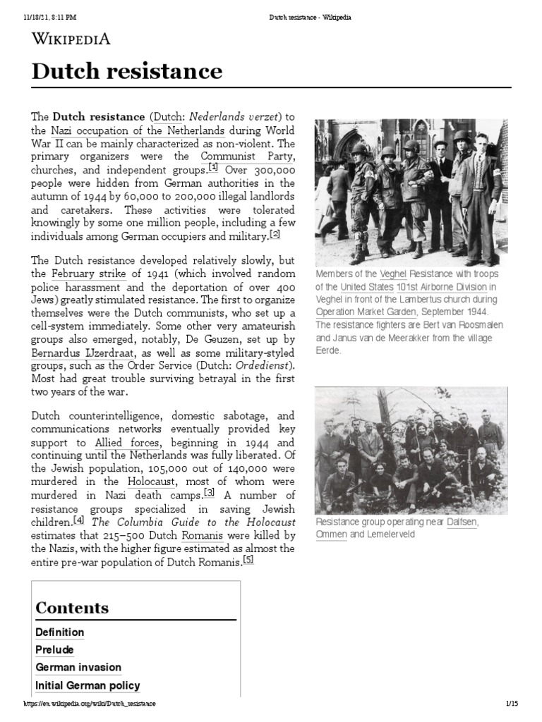 Dutch Resistance | PDF | World War II | Netherlands