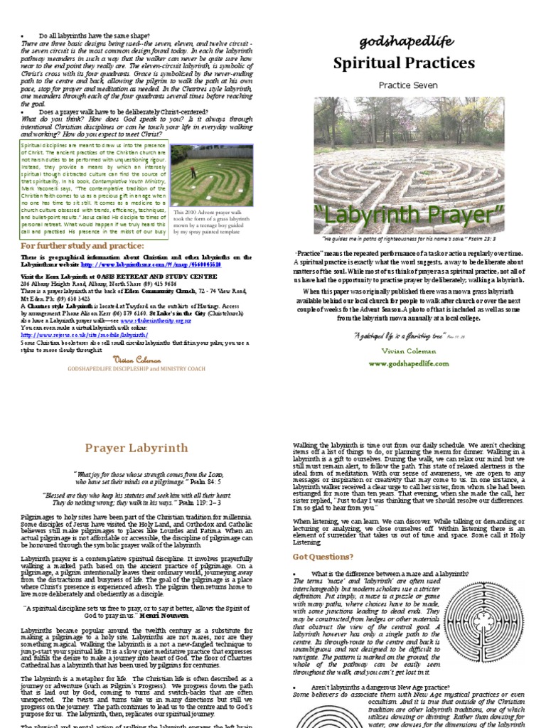 "Labyrinth Prayer": Spiritual Practices | PDF | Prayer | Labyrinth