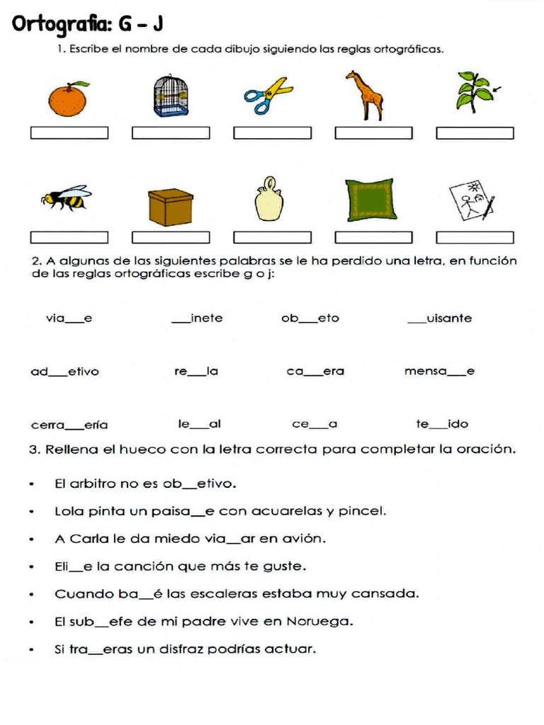 Reglas ortográficas: G y J para niños | PDF