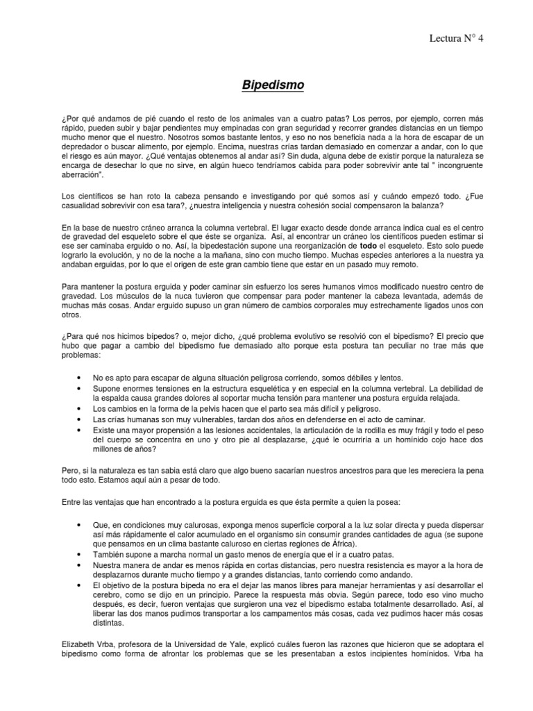 2020-2021 Lect. #4 Bipedismo | PDF | Bipedalismo | Evolución humana