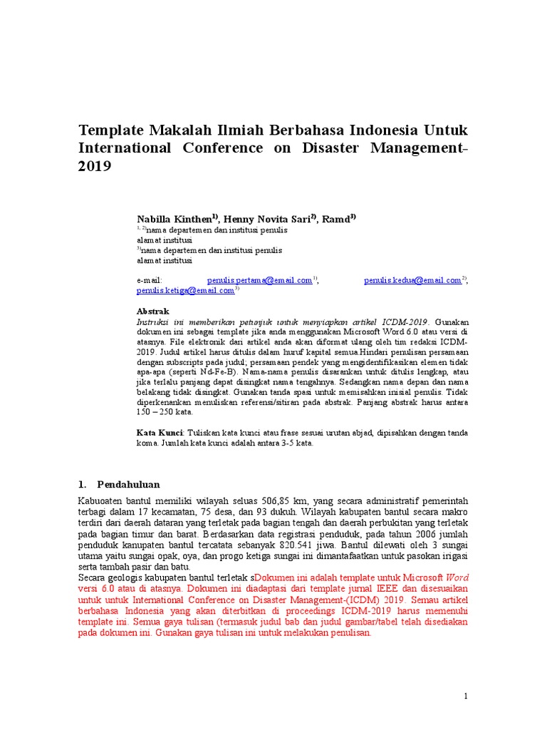 ICDM 2019 Template Paper Bahasa Indonesia | PDF