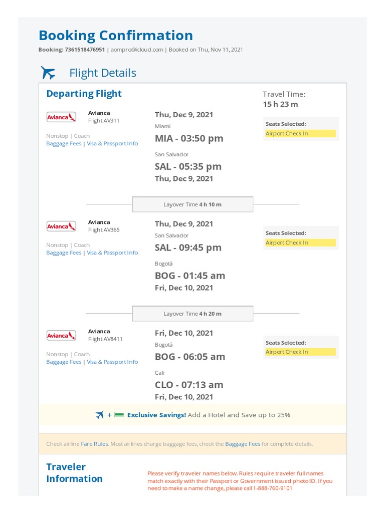 Booking Confirmation: Flight Details | PDF | Fee | Service Industries