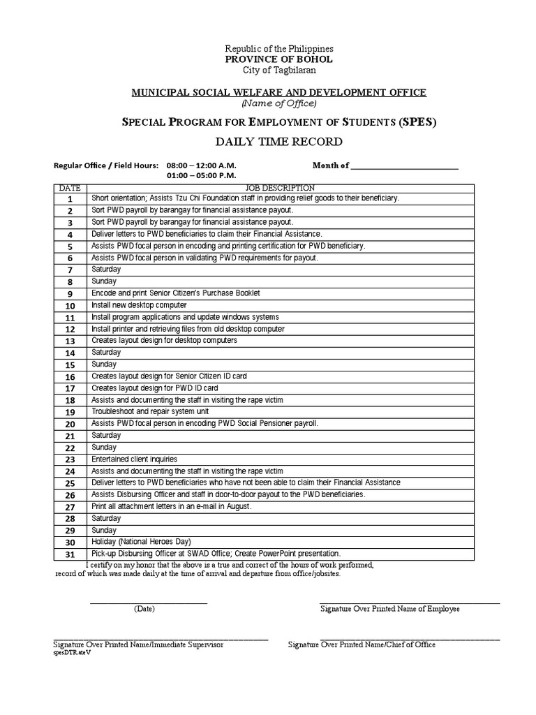 S P E S (SPES) : Daily Time Record | PDF | Computing | Software