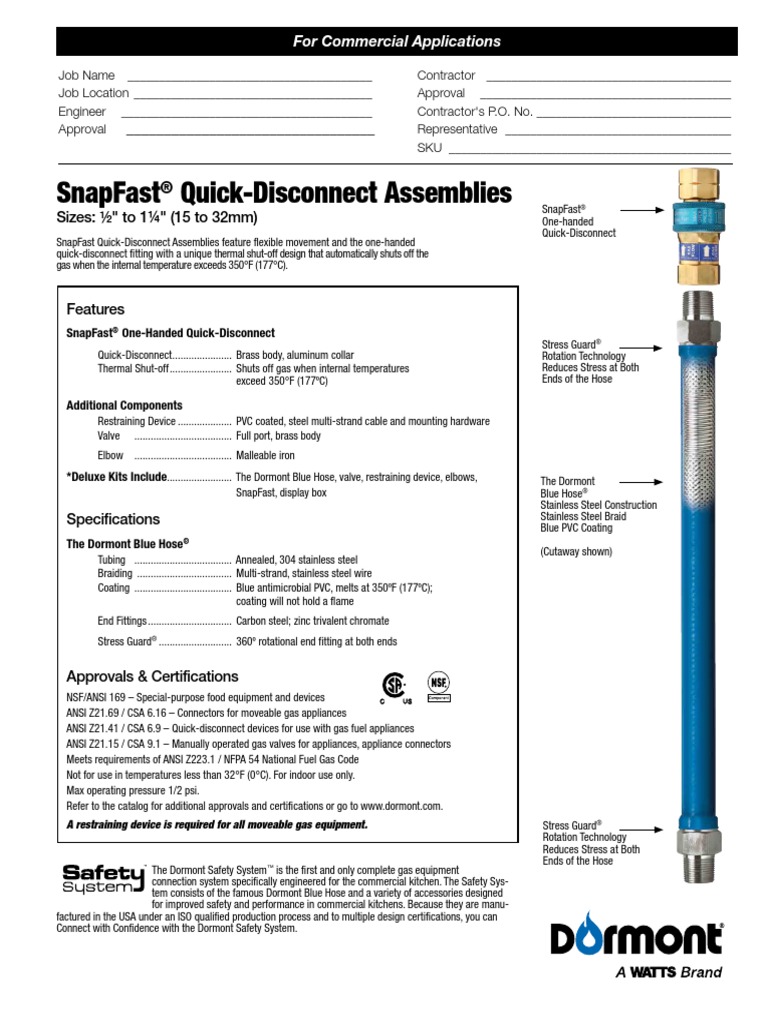 Snapfast Quick-Disconnect Assemblies: For Commercial Applications | PDF ...