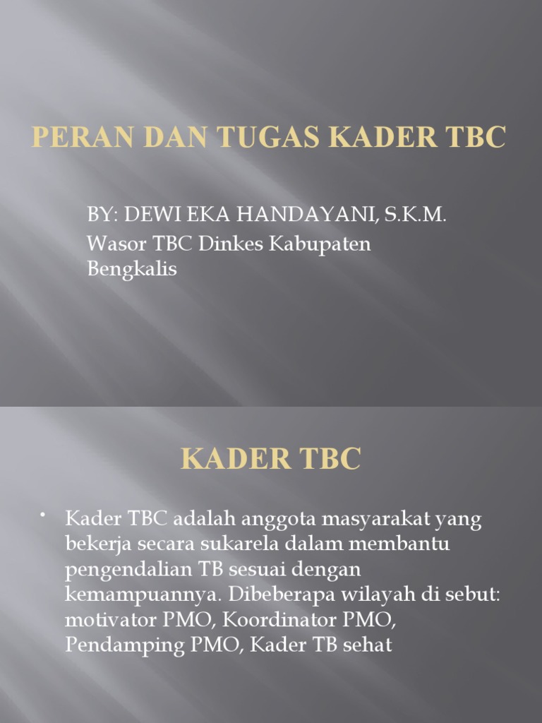 Peran & Tugas Kader TBC | PDF