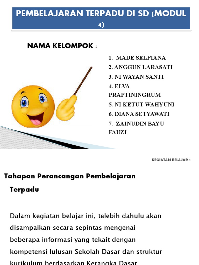 Modul 4 Pembelajaran Terpadu Di SD Fix | PDF