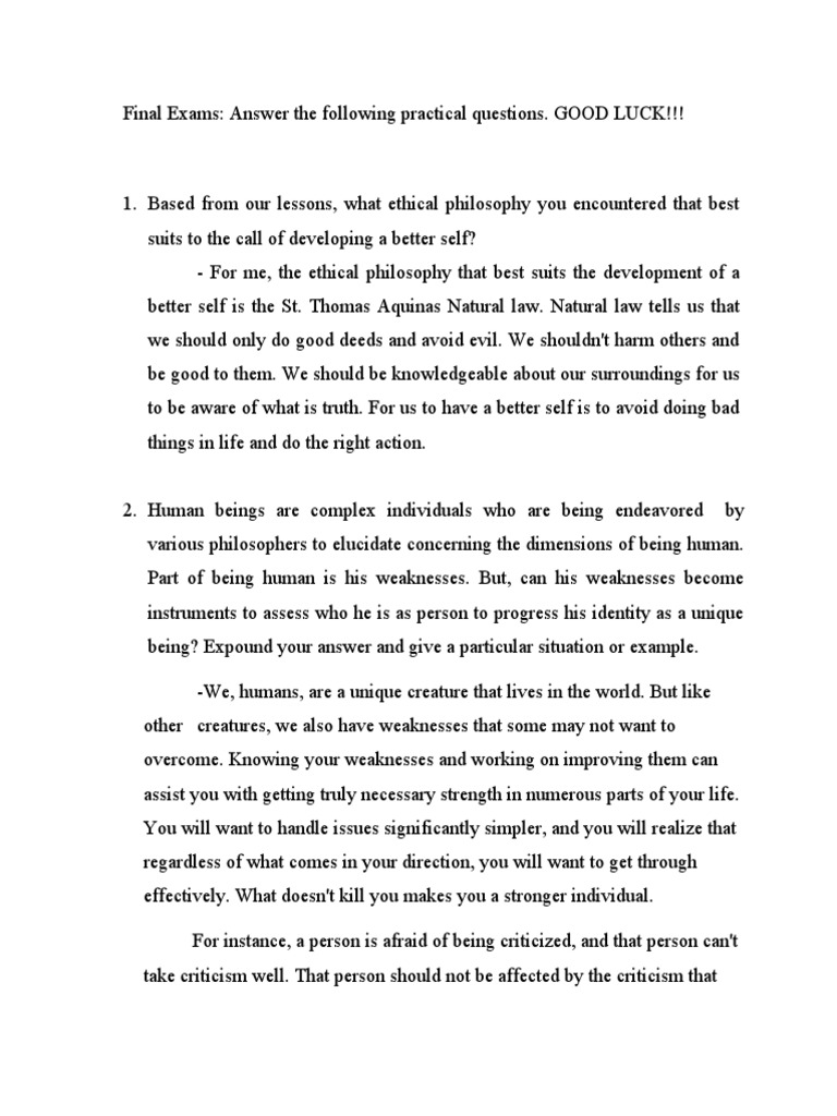 Finals Philo | PDF | Self-Improvement