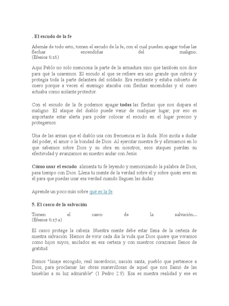 Escudo de Fe y Armadura Espiritual | PDF | Salvación | Fe