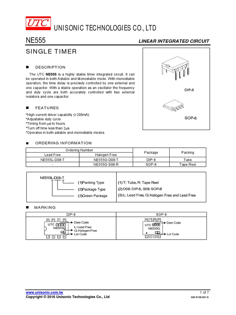 Data NE555 | PDF | Physical Quantities | Electrical Engineering