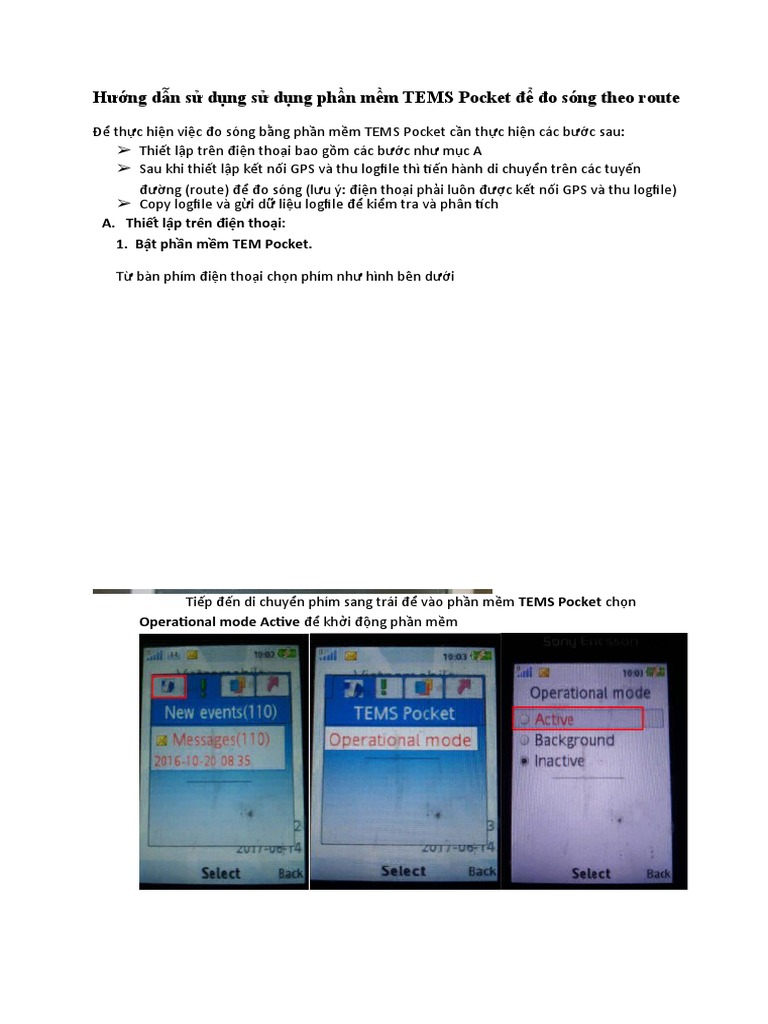 365047491 Hướng Dẫn Sử Dụng Sử Dụng Phần Mềm TEMS Pocket | PDF