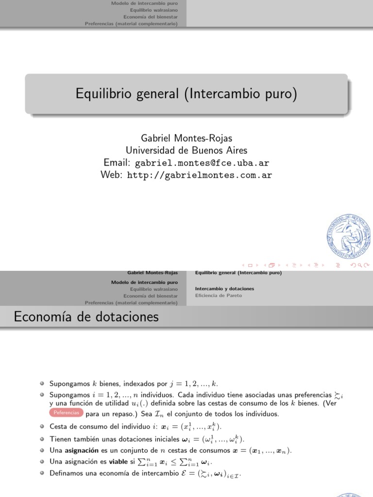 Equilibrio General en Intercambio Puro | PDF | Teoría del equilibrio ...