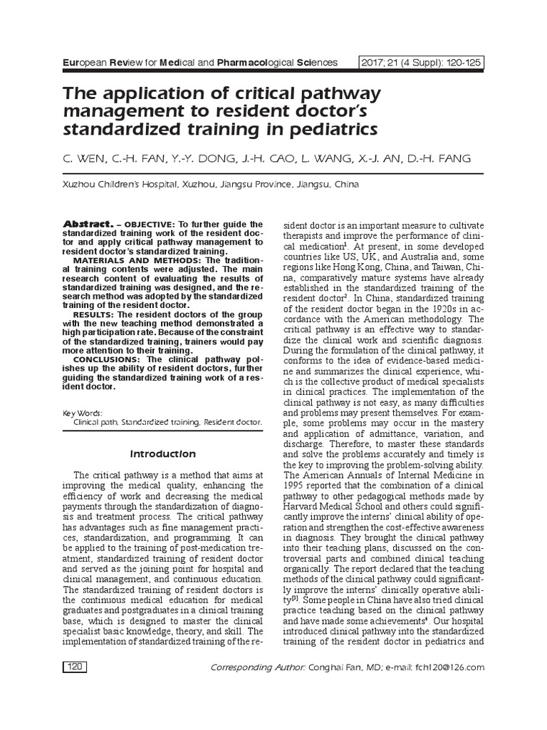 120 125 Critical Pathway Management To Standardized Training in ...