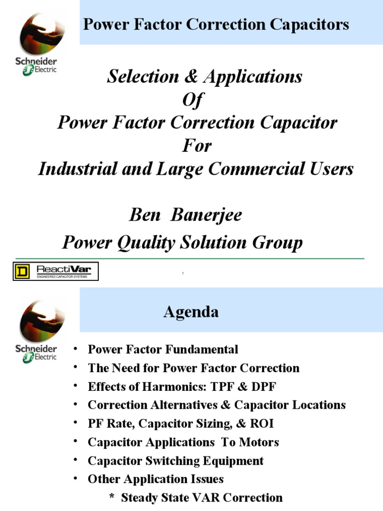 Selection & Applications of Power Factor Correction Capacitor For Industrial and Large ...