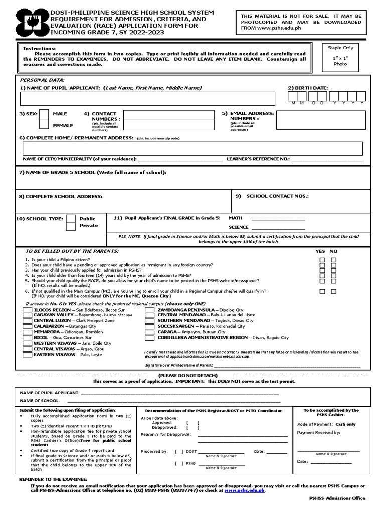 PSHS 00 F RPA 16 Ver02 Rev0 NCE Application Form | PDF | Mindanao