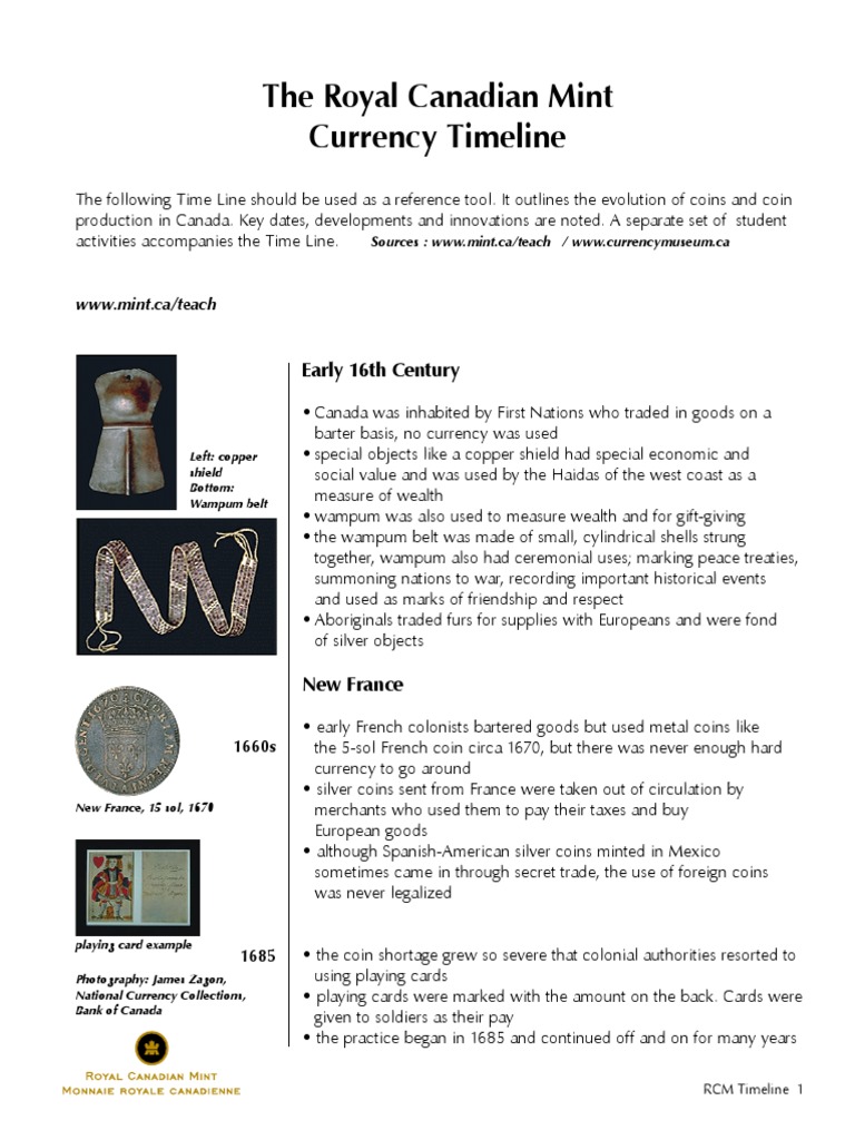 The Royal Canadian Mint Currency Timeline: Early 16th Century | PDF ...